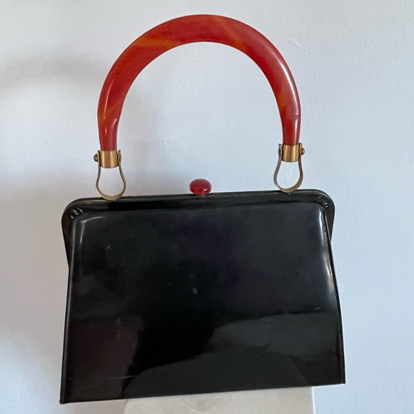 margolin | Bags | Margolin Black Glossy Leather Vintage Purse Handbag ...